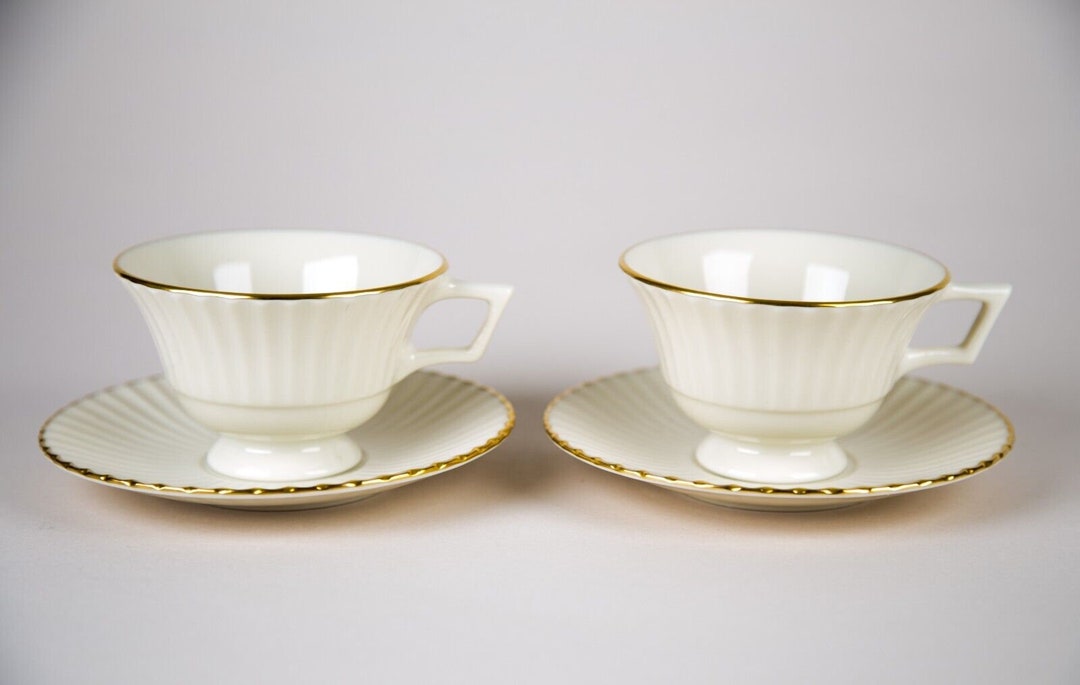 Lenox Special L148 Footed Cups and Saucers Set of 2 Vintage Gold Rim ...