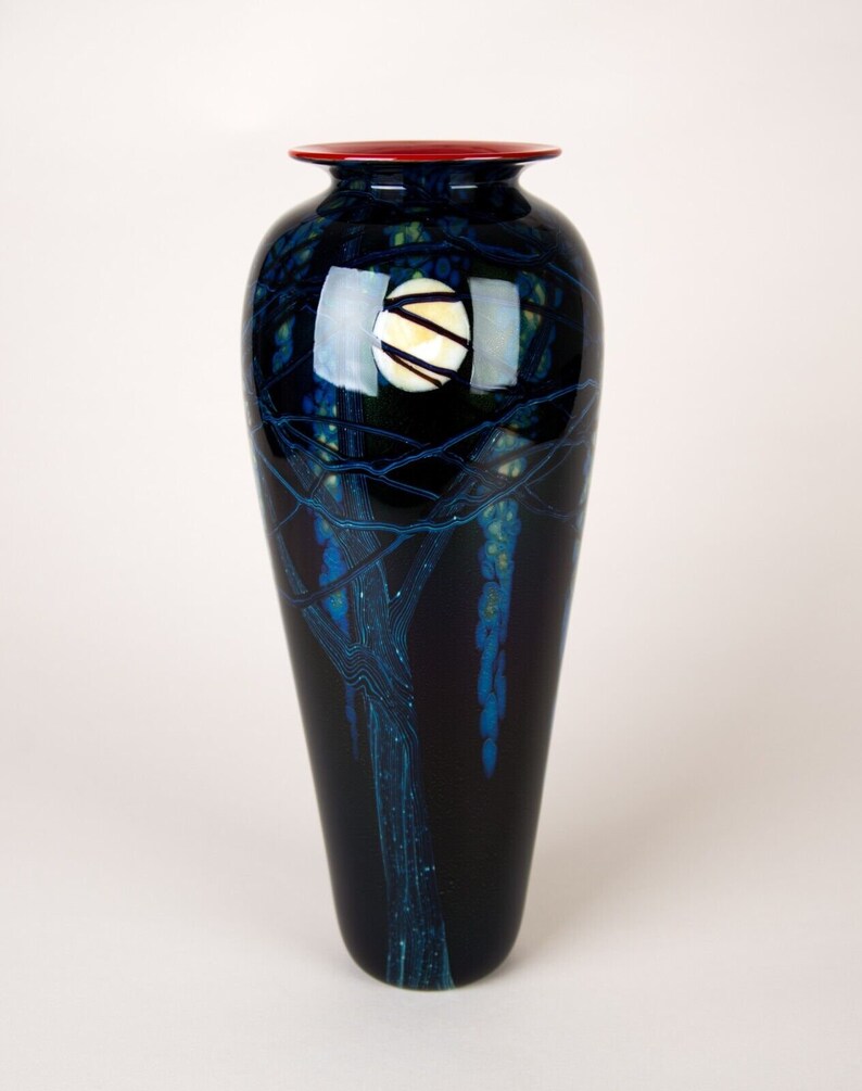 Rick Satava Wisteria Harvest Moon Art Glass Vase Large 14" Signed - Etsy