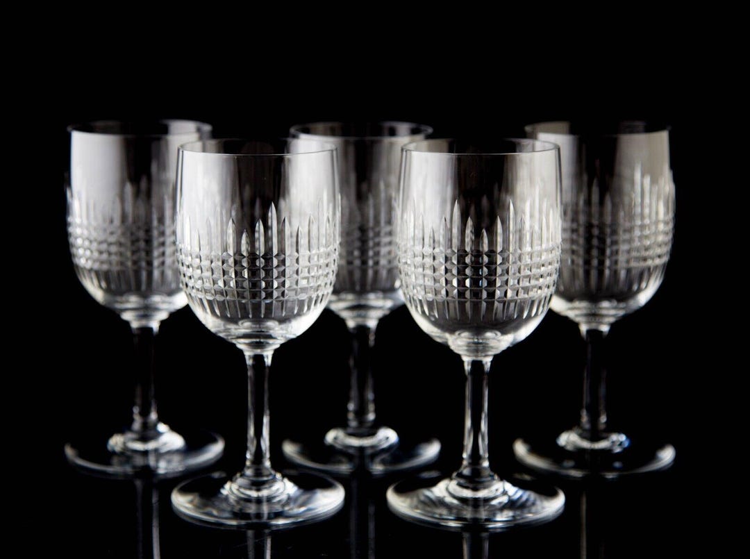 Baccarat Nancy Claret Wine Glasses Set of 5 Vintage Crystal France ...