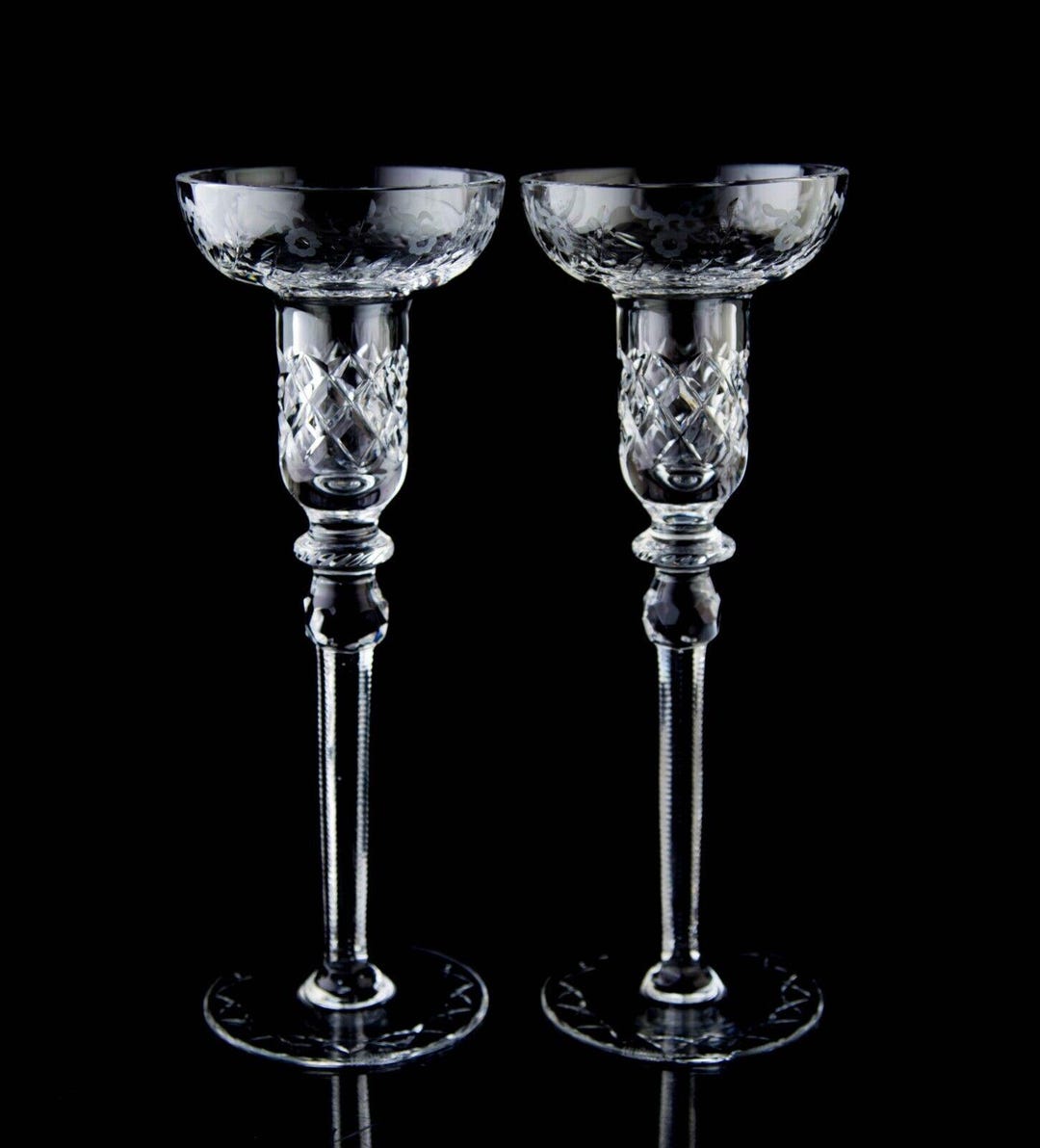 Rogaska Gallia Tall Candlesticks 10" Set of 2 Elegant Vintage Crystal ...