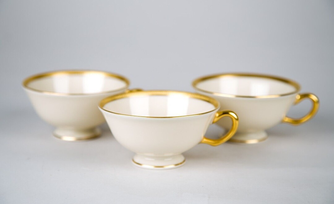 Lenox Tuxedo Footed Cups Set of 3 Vintage Bone China Cream Color With ...