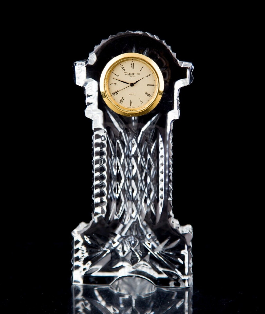Waterford Gold Faced Grandfather Clock Vintage Crystal Signed - Etsy