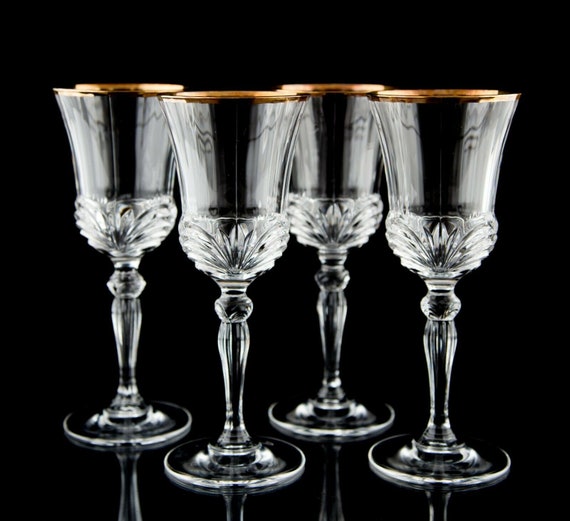 Royal Crystal Rock RCR Aurea Gold Water Goblet Glasses Set of - Etsy