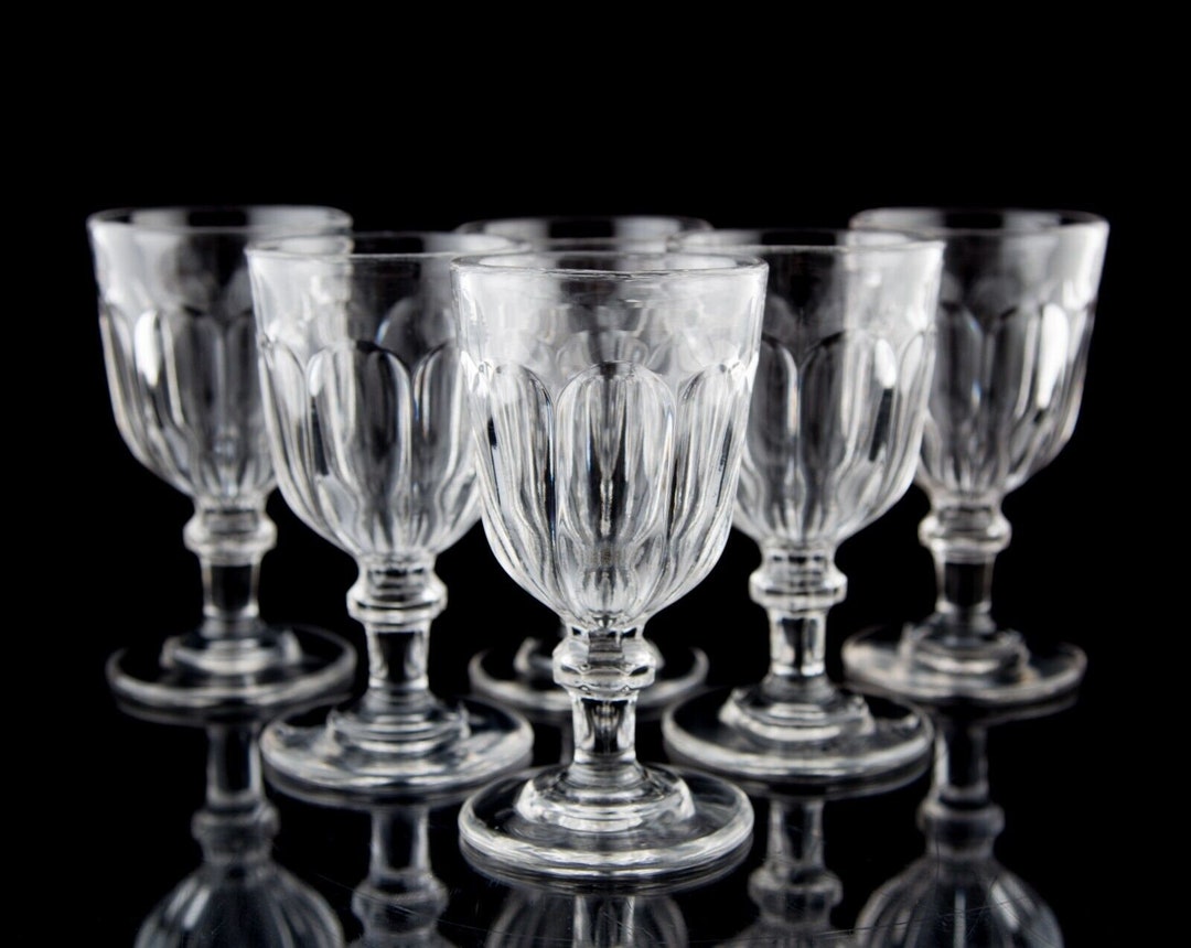 Antique Eapg Flint Glass Wine Goblets Set Colonial Panel Design Polished Pontil Etsy