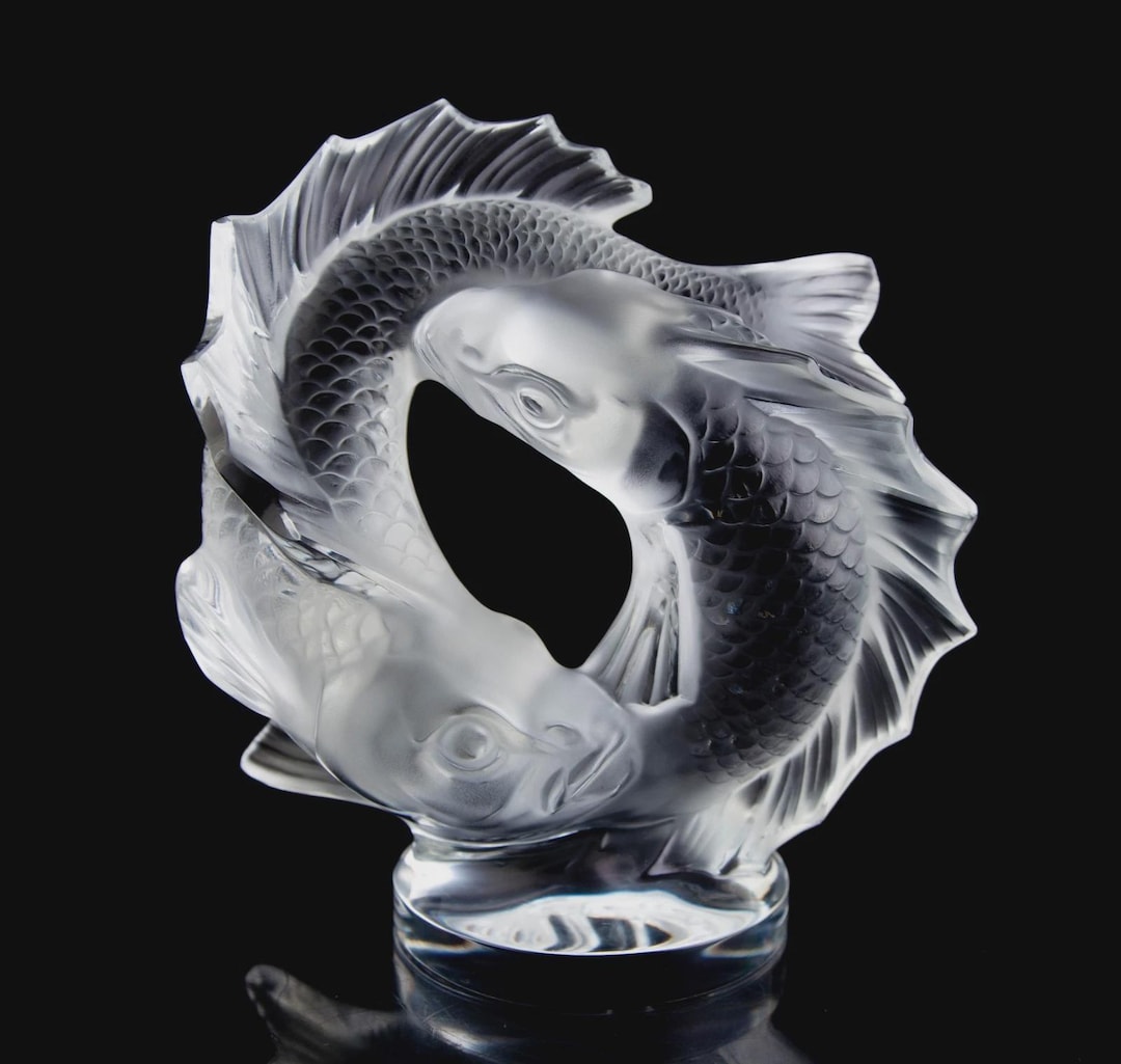 Lalique Double Fish Deux Poisson Large Sculpture Vintage Crystal France ...