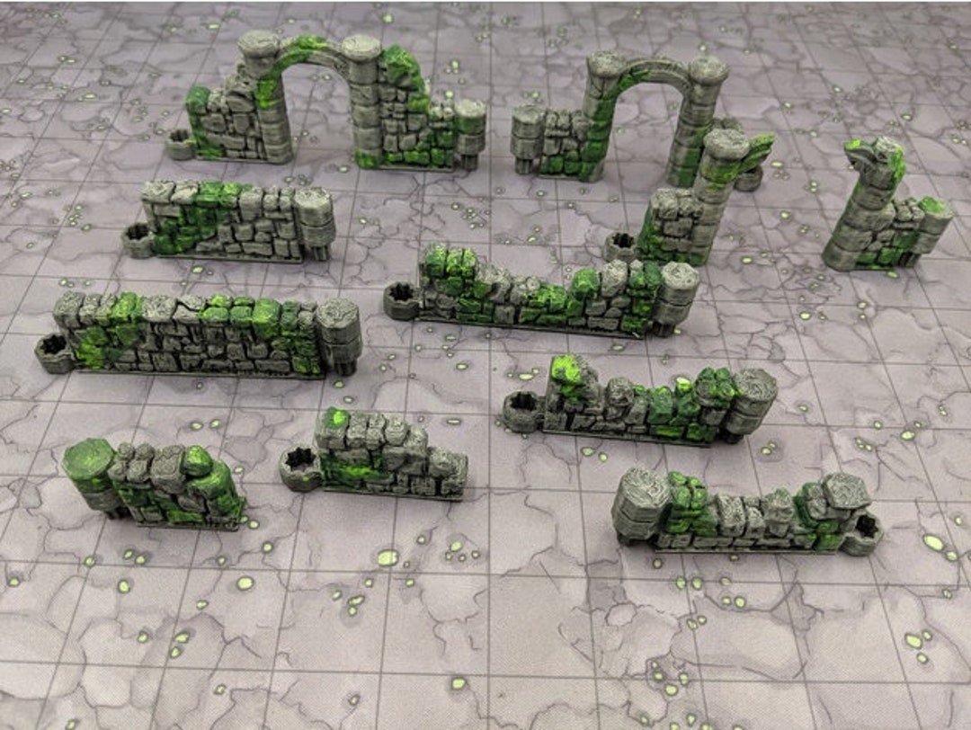 Dungeon Sticks Ruined Stone Wall Painted Set 30pc Tabletop Terrain ...