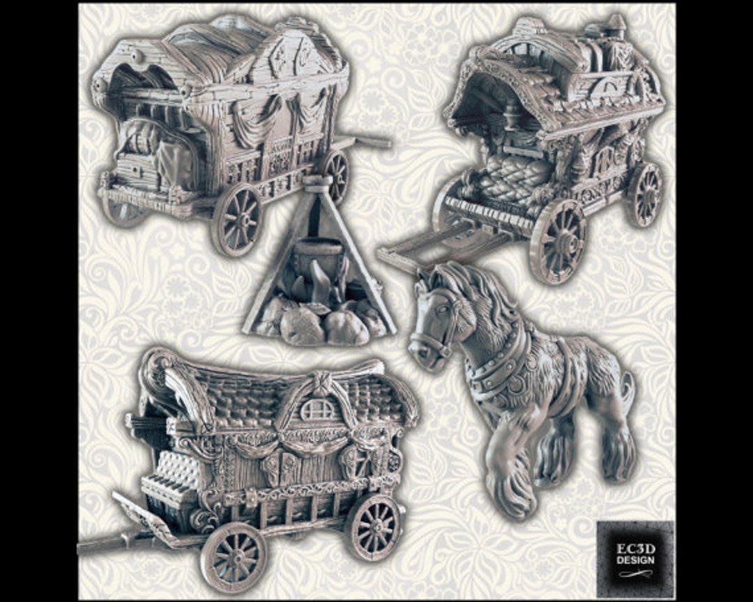 Gypsy Wagons | Nomad Wagon | Miniature | Vardo | Tabletop Terrain | D&D ...