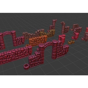 Dungeon Sticks Ruined Stone Wall Painted Set 30pc Tabletop Terrain ...