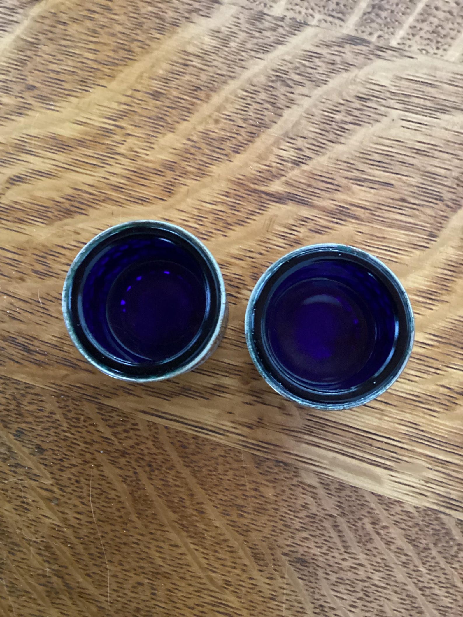 Set of Two Silver Plate EPNS Salt Cellars With Cobalt Inserts - Etsy