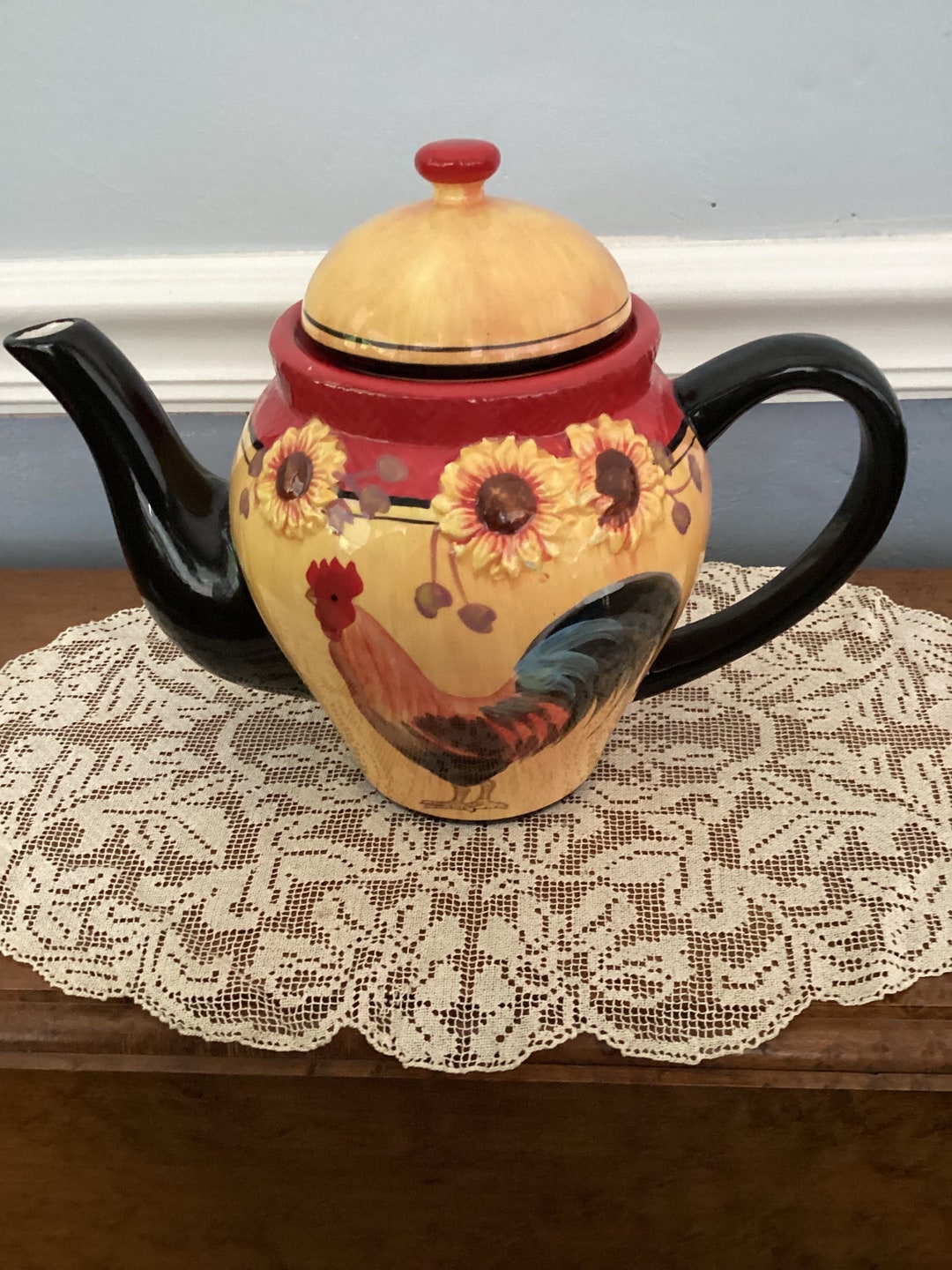 Rooster and Sunflower Teapot “bella Casa” by Ganz - Etsy