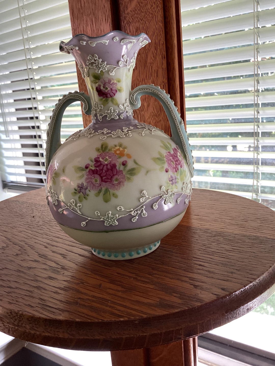 Nippon Moriage Beaded Ball Vase - Etsy