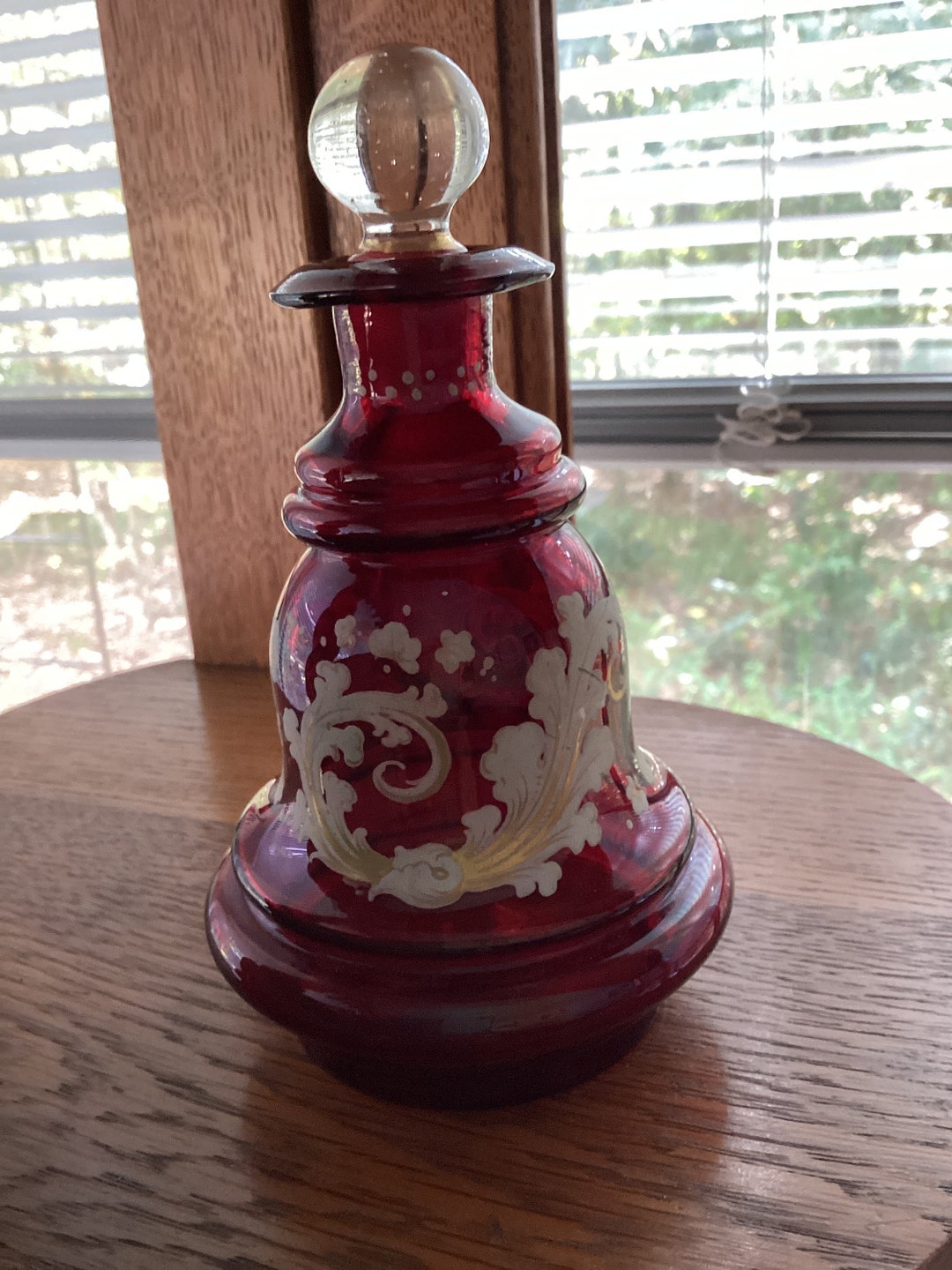 Bohemian Ruby Red Perfume Bottle With Enamel and Gold Design - Etsy