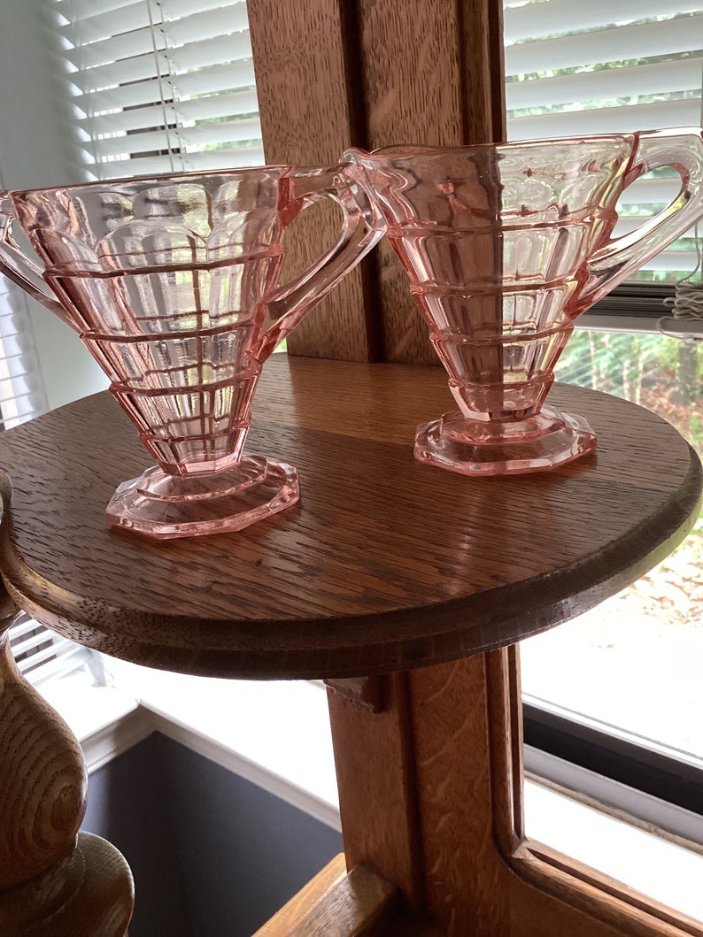 Anchor Hocking Pink Block Optic Cream and Sugar - Etsy
