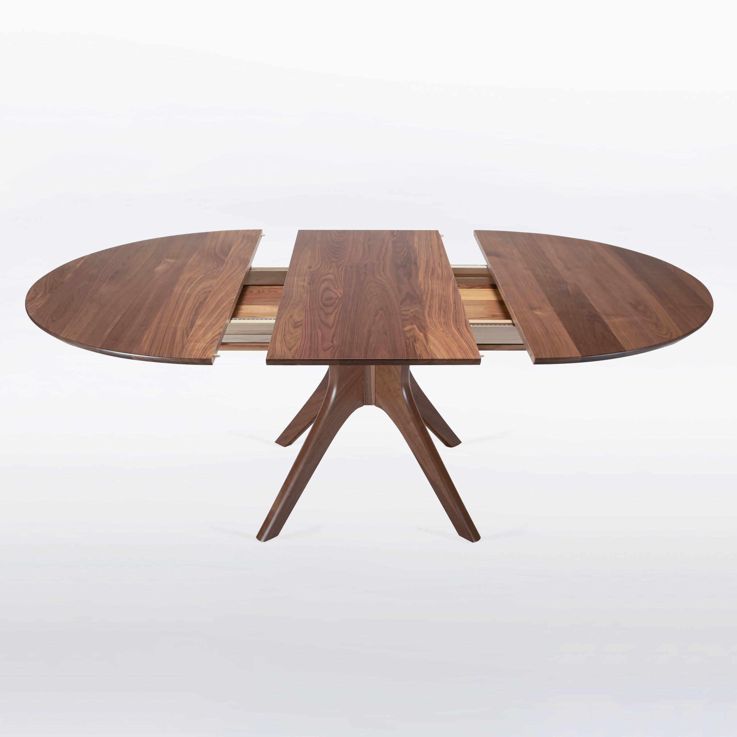Handmade Solid Walnut Round Extension Table: Mid Century Modern ...