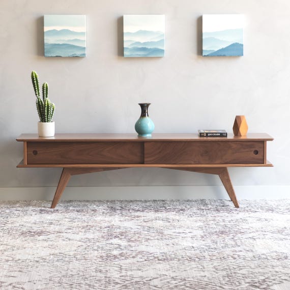 Modern TV Console Mid Century Modern Style in Solid Walnut montecito Etsy