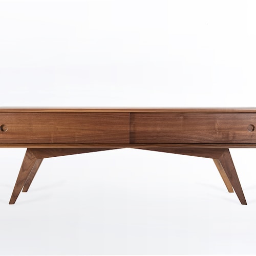 Walnut TV Stand MCM Media Console Mid Century Modern - Etsy