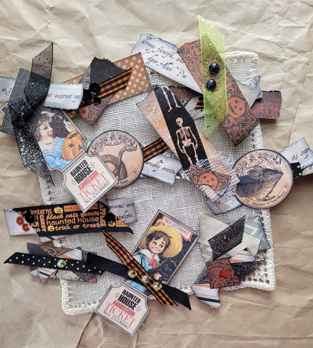 Halloween Paper Clusters Embellishments for Junk Journal Pages ...
