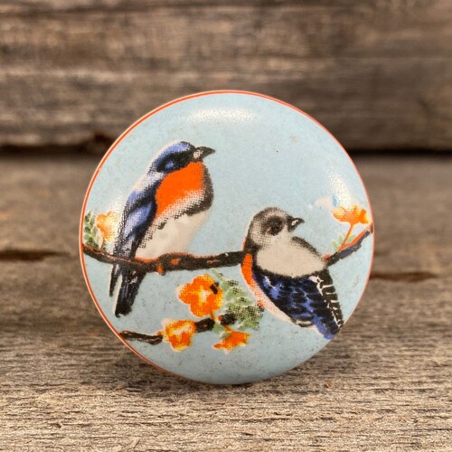 Ceramic Knob Bird Round Drawer Pull Decorative Country Knob | Etsy