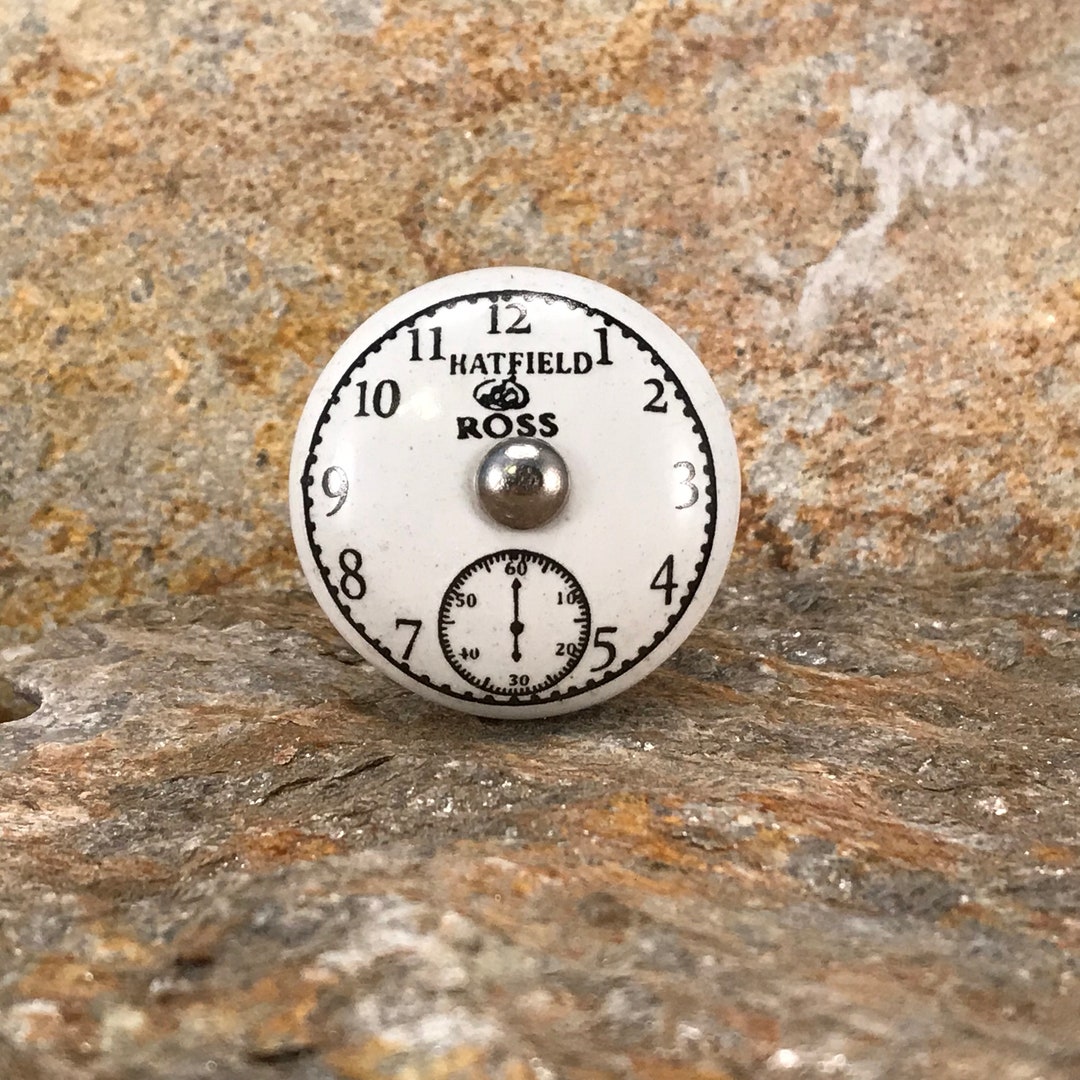 Ceramic Knob, Round Clock Faced Drawer Pull, Hatfield & Ross Watch ...