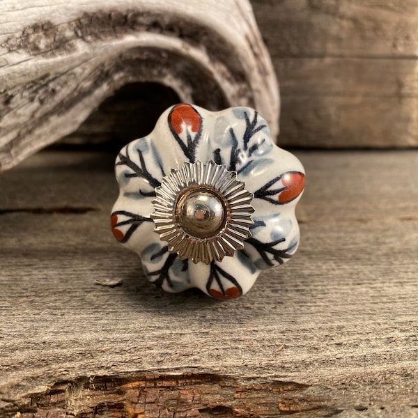 Floral Ceramic Knob - Etsy