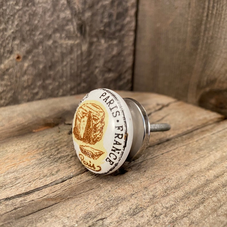 Ceramic Knob, Round Drawer Pull, Paris France, Decorative Country Knob ...