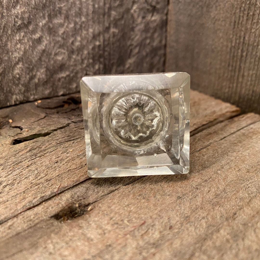 Square Glass Faceted Knobs, Clear Glass Knob, Furniture Pull Drawer or ...
