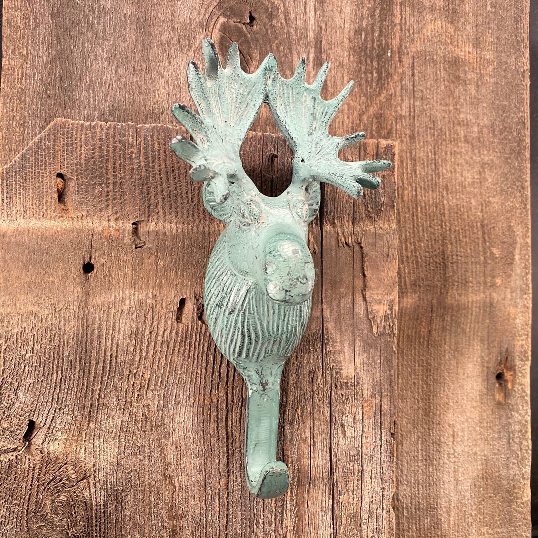 Moose Wall Hook, Wall Mount Moose Head Hook, Cast Iron Moose Coat ...