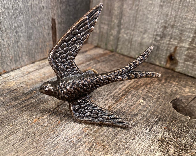 Cast Iron Bird Knob, Metal Dresser Drawer Pulls, Bird in Flight Cabinet ...