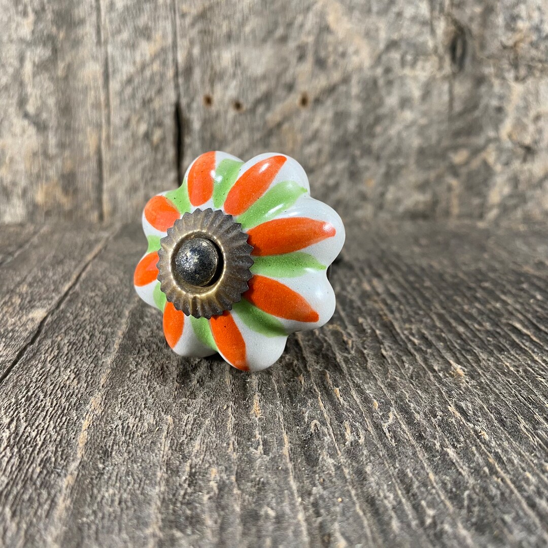 Ceramic Knob, Pumpkin Shape Drawer Pull, Decorative Country Knob, Hand ...