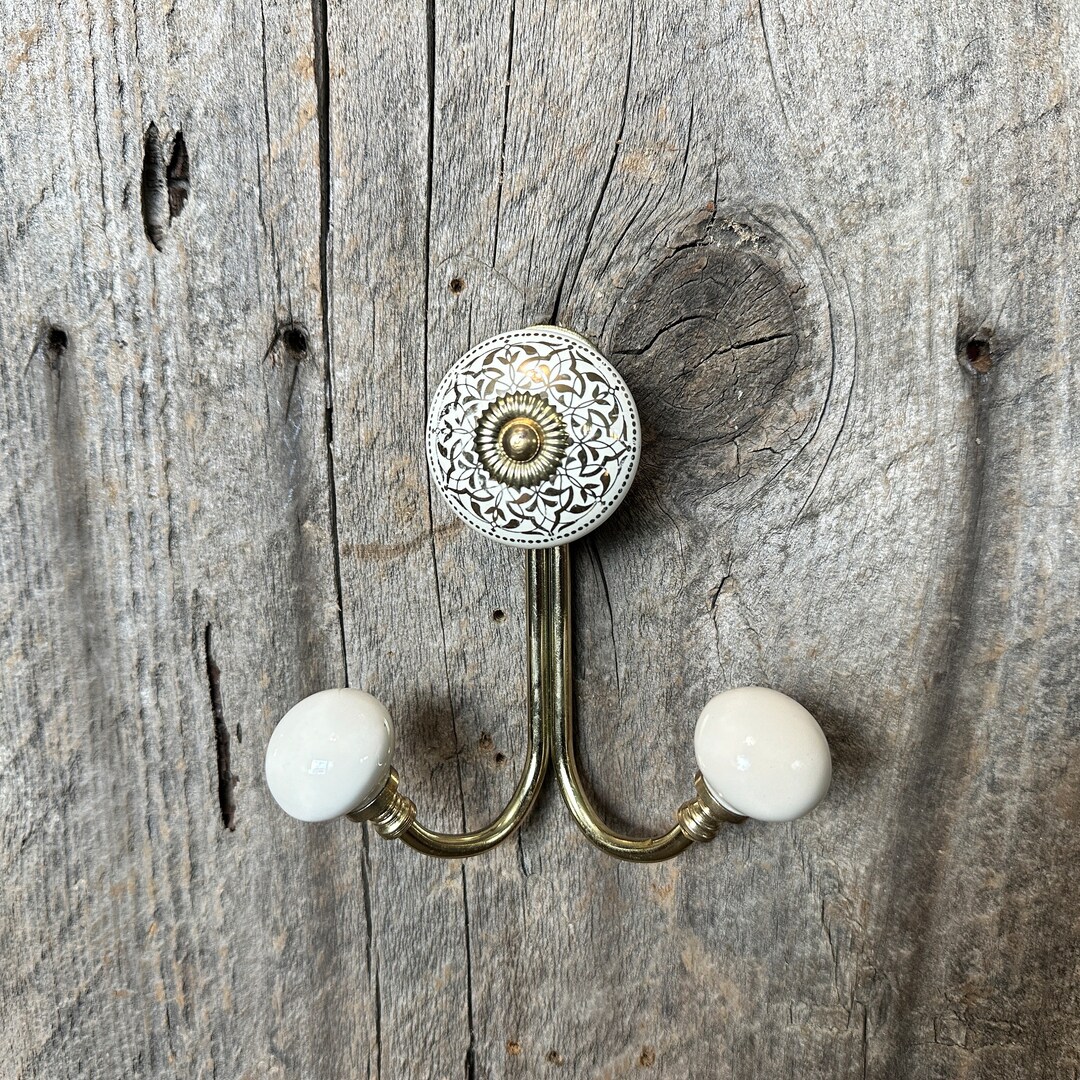 Filigree Hook With Ceramic Knob Double Hooks, Single Coat Hanger W ...