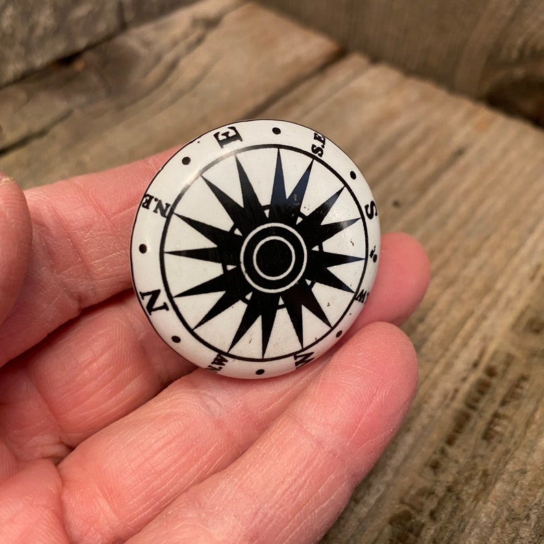 Ceramic Knob Nautical Compass Round Drawer Pull Furniture | Etsy