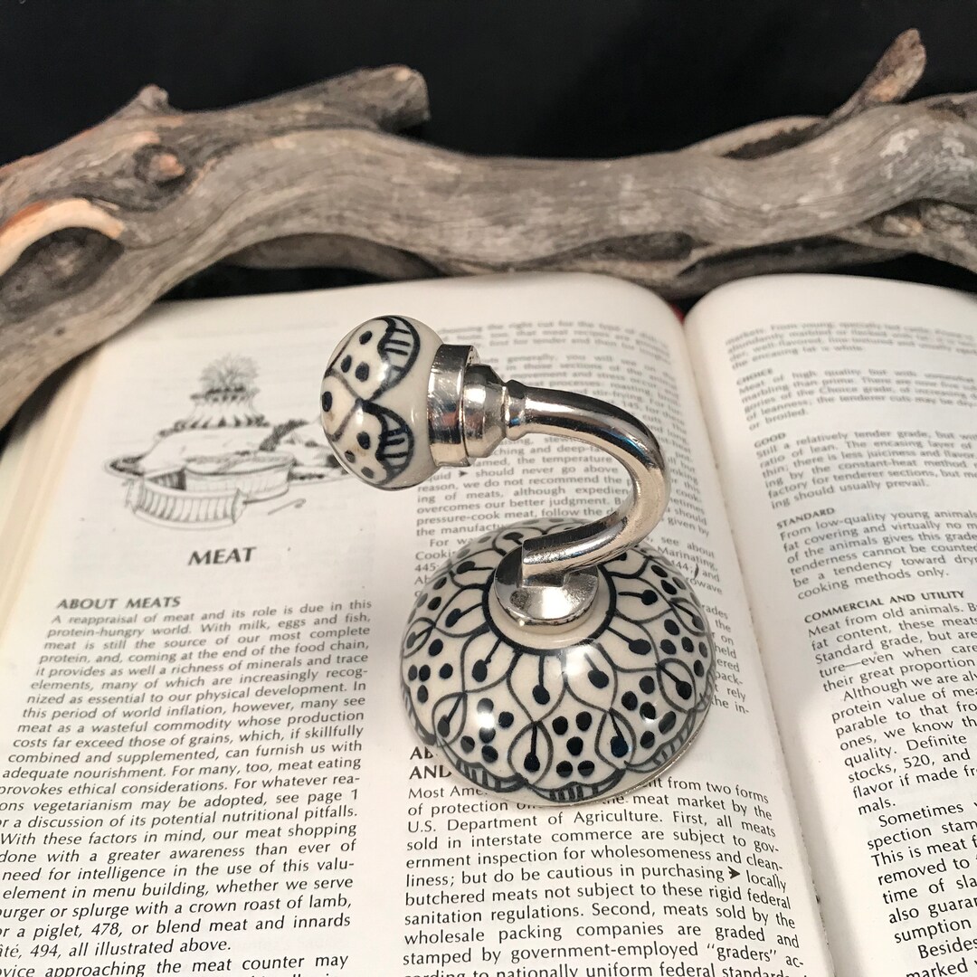 Ceramic Hook, Ceramic Cup Wall Hook With Decorative Knob, Black and ...