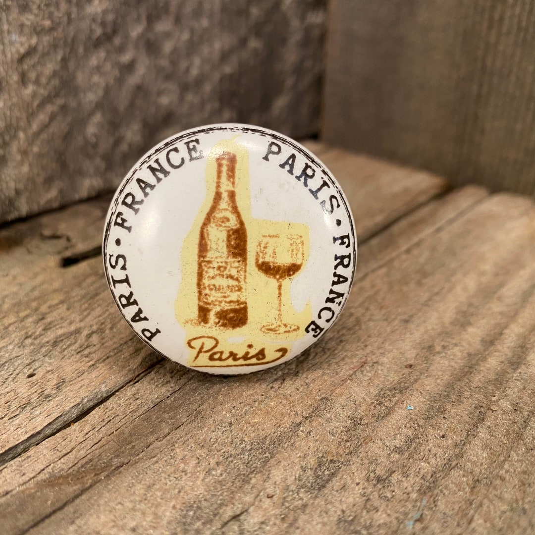 Ceramic Knob, Round Drawer Pull, Paris France, Decorative Country Knob ...