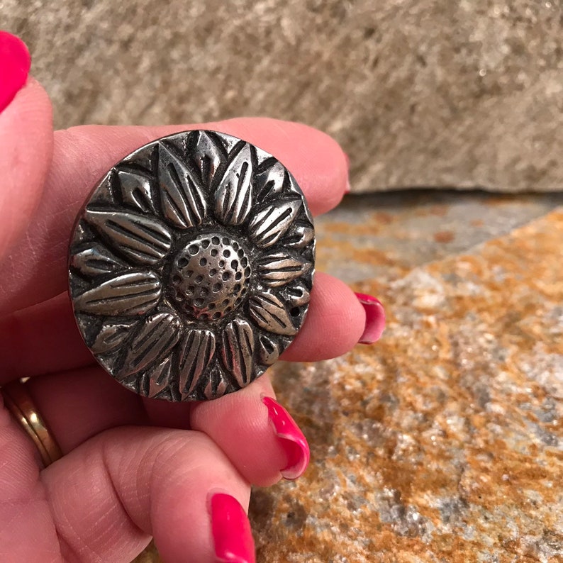 Metal Daisy Knob Metal Sunflower Dresser Drawer Pull Cabinet | Etsy