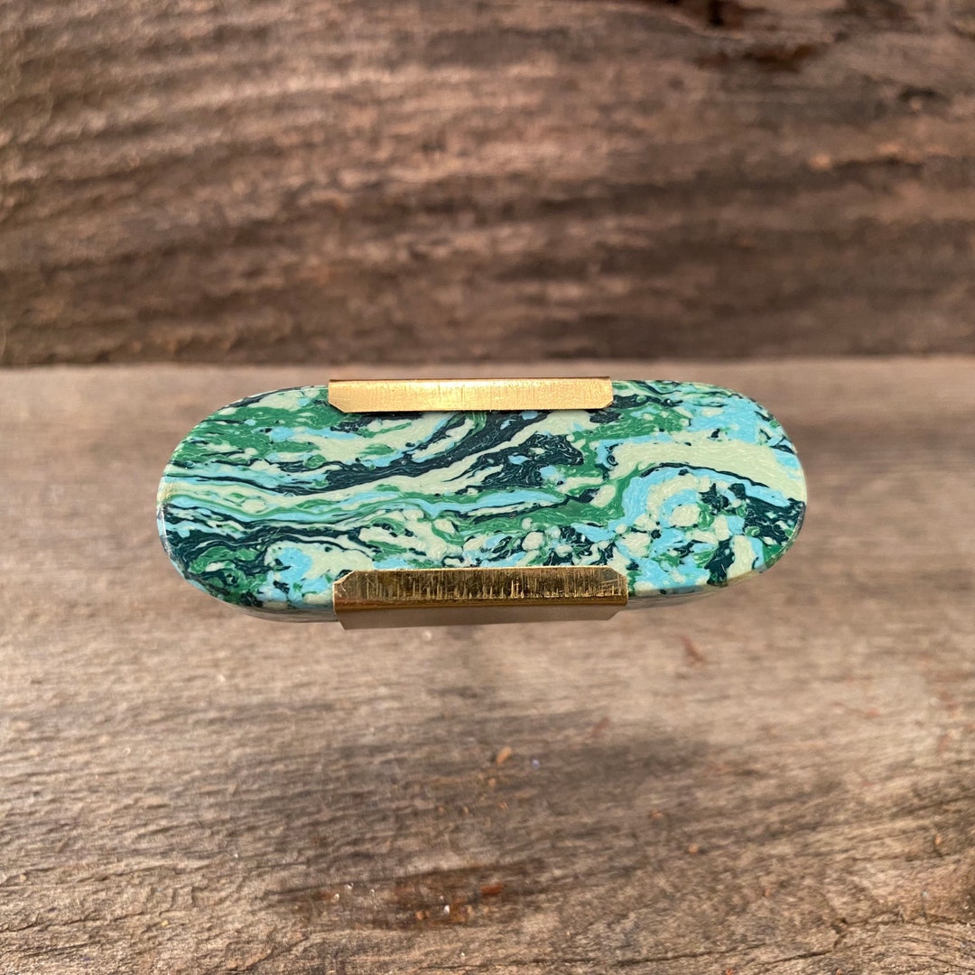 Resin Knob, Oblong Modern Knob, Green Swirls With Gold Drawer Knob ...