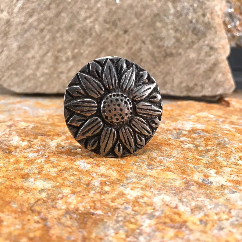Metal Daisy Knob Metal Sunflower Dresser Drawer Pull Cabinet | Etsy