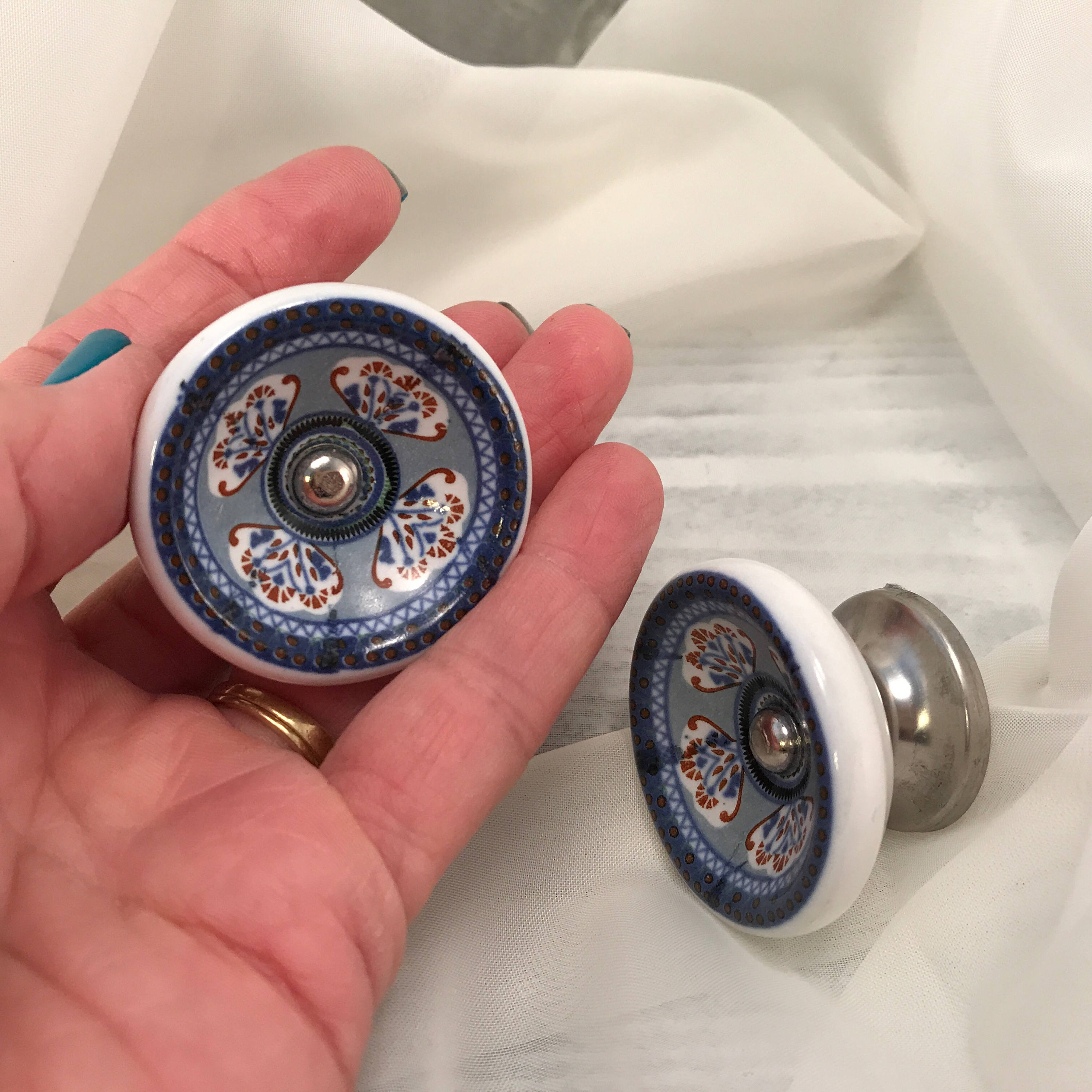 Ceramic Knob Beautifully Decorated Knobs Round Bowl Style - Etsy