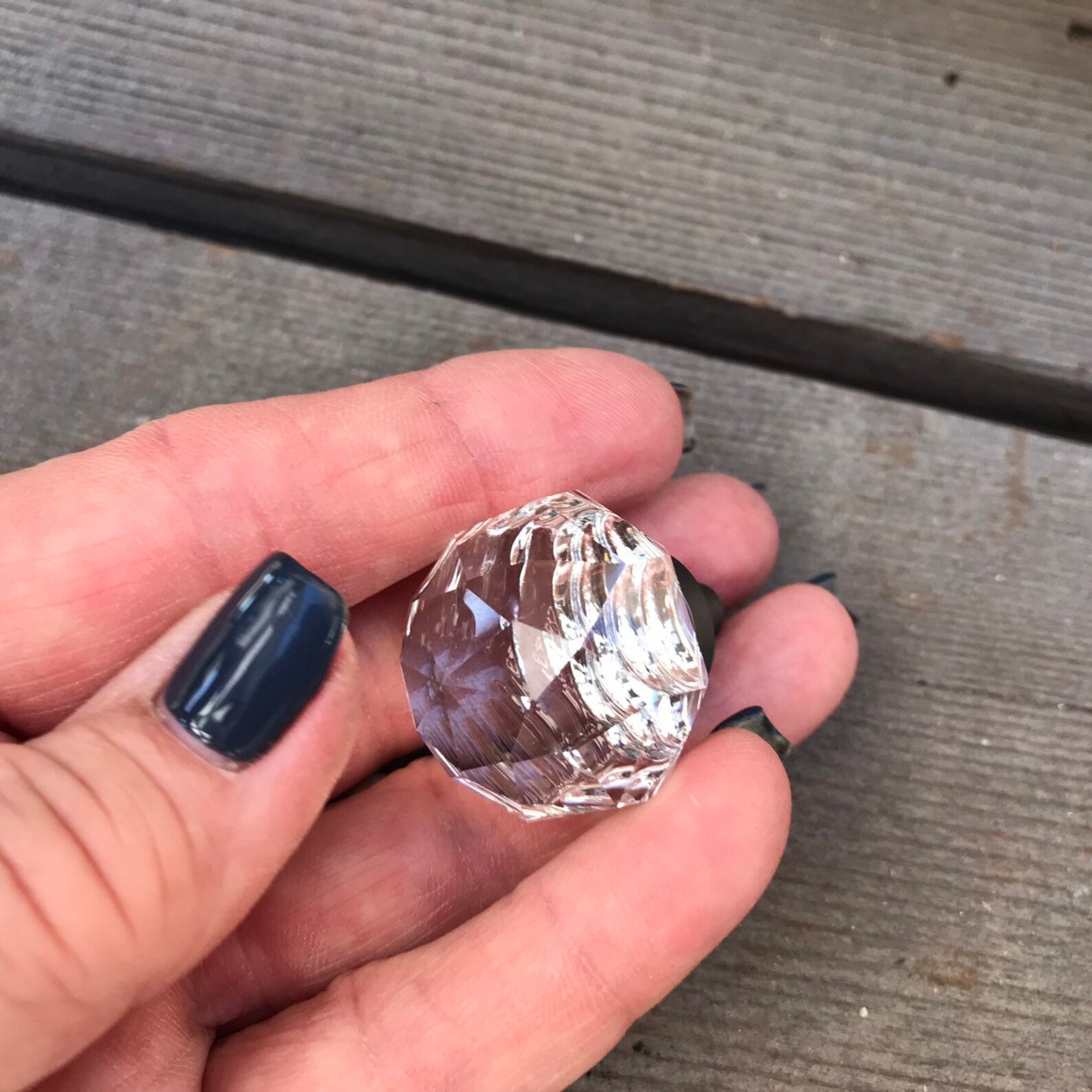 Crystal Knob Glass Faceted Knobs Bronze Tone Neck Diamond | Etsy