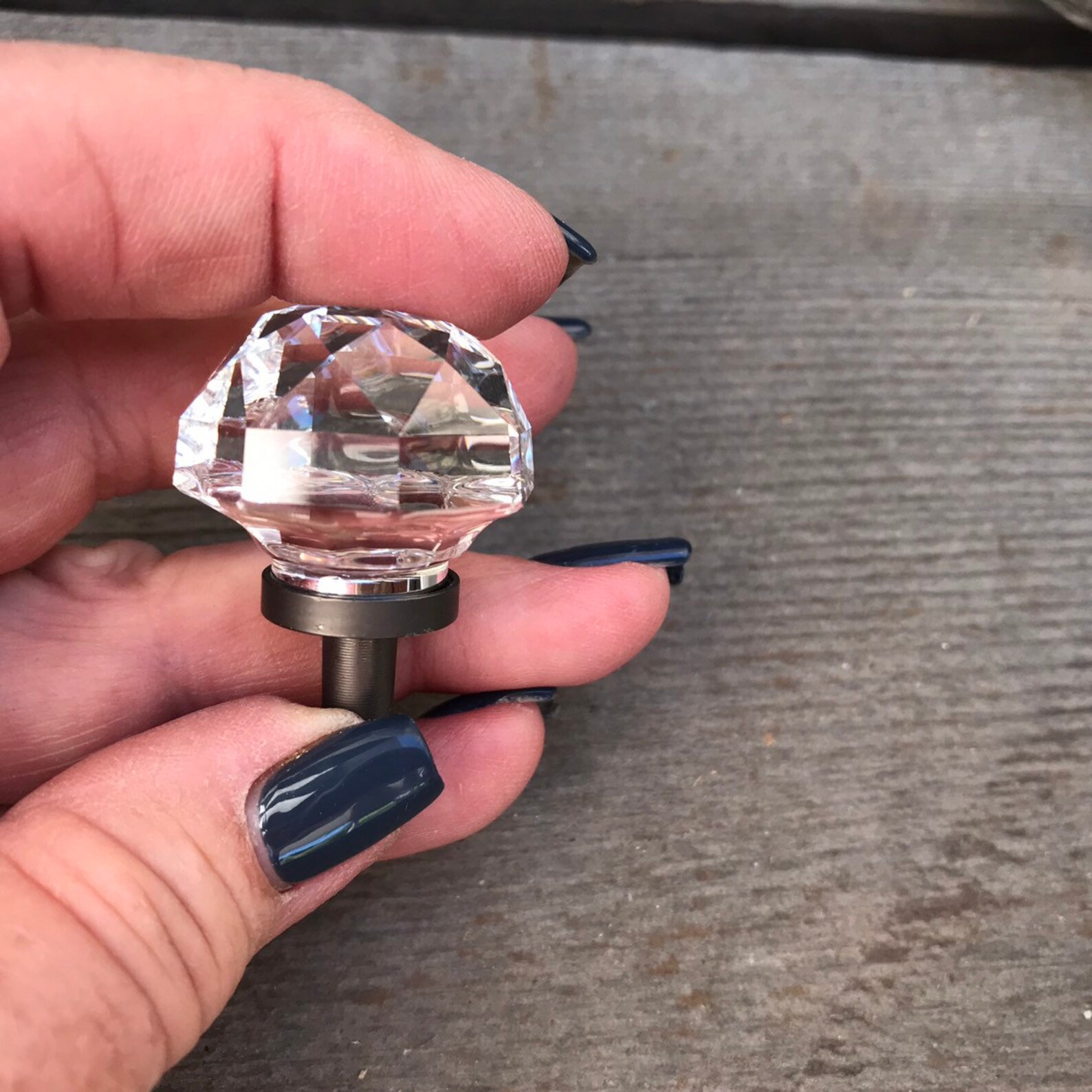 Crystal Knob Glass Faceted Knobs Bronze Tone Neck Diamond | Etsy