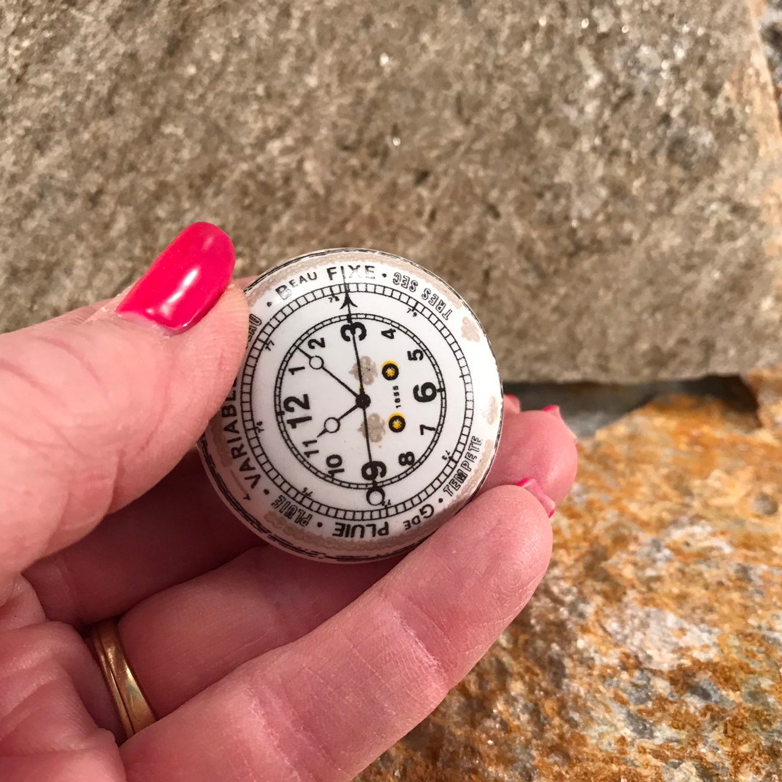 Ceramic Knob Round Clock Faced Drawer Pull Compass Watch | Etsy