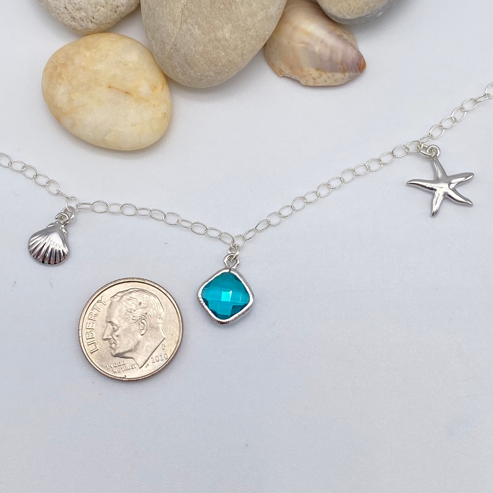 Blue Zircon Ocean Themed Anklet | Ocean Anklet | Dainty Anklet | Summer ...