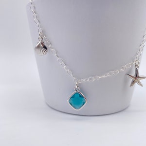 Blue Zircon Ocean Themed Anklet | Ocean Anklet | Dainty Anklet | Summer ...