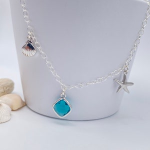 Blue Zircon Ocean Themed Anklet | Ocean Anklet | Dainty Anklet | Summer ...