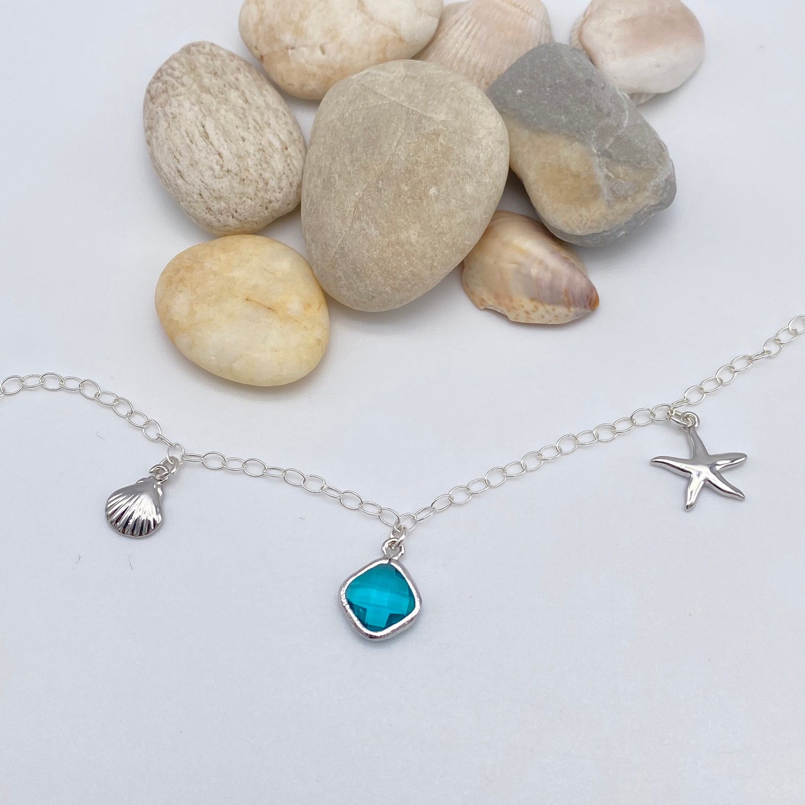 Blue Zircon Ocean Themed Anklet | Ocean Anklet | Dainty Anklet | Summer ...