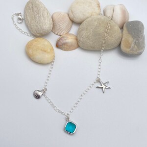 Blue Zircon Ocean Themed Anklet | Ocean Anklet | Dainty Anklet | Summer ...