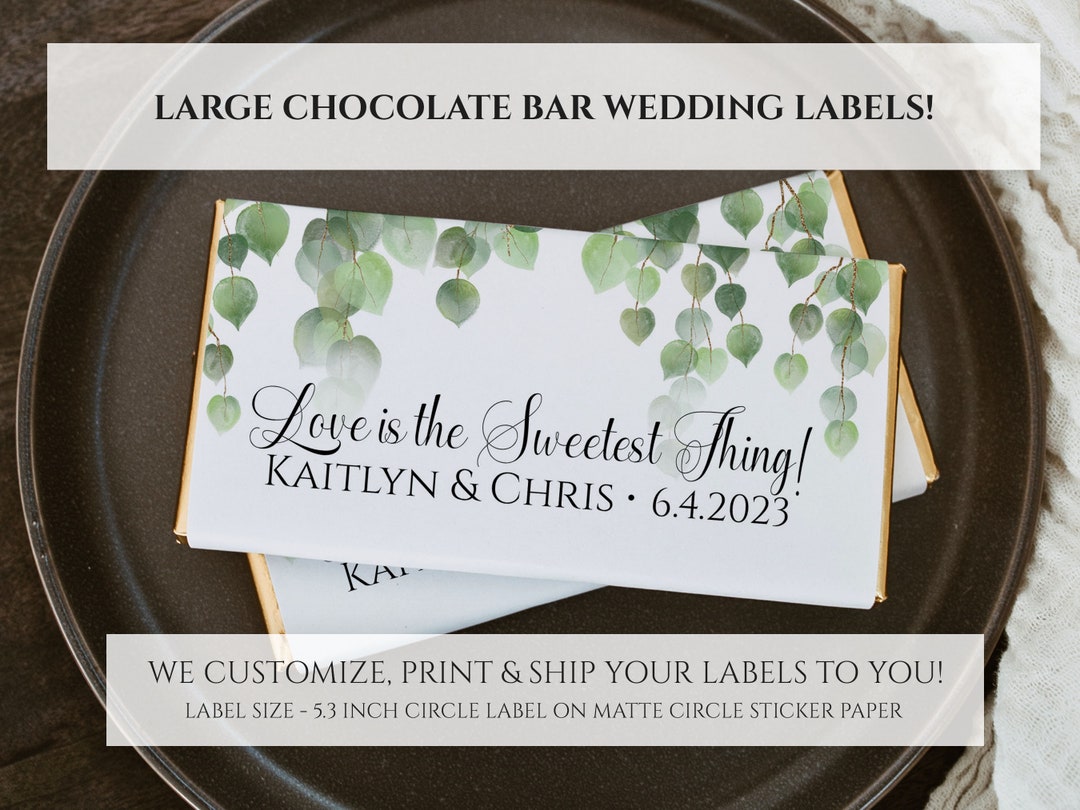 Personalized Full Size Candy Bar Wrapper for Chocolate Bars - Greenery ...