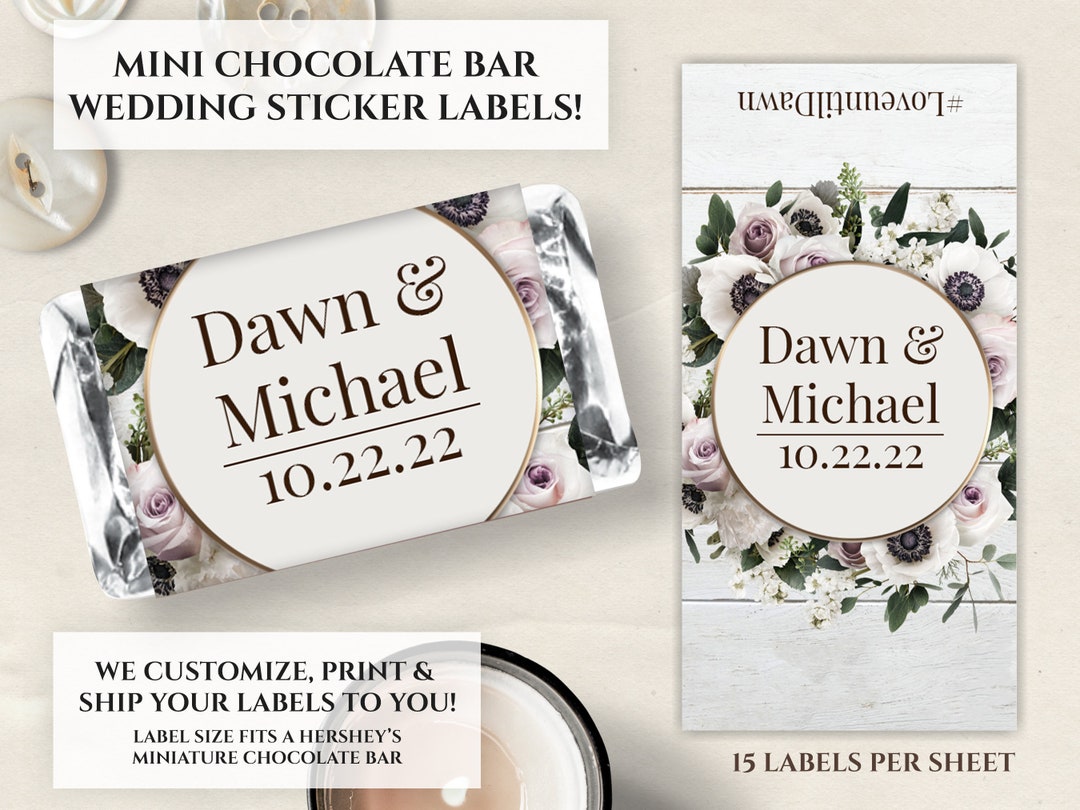 Personalized Candy Bar Wrapper for Miniature Chocolates - White and ...