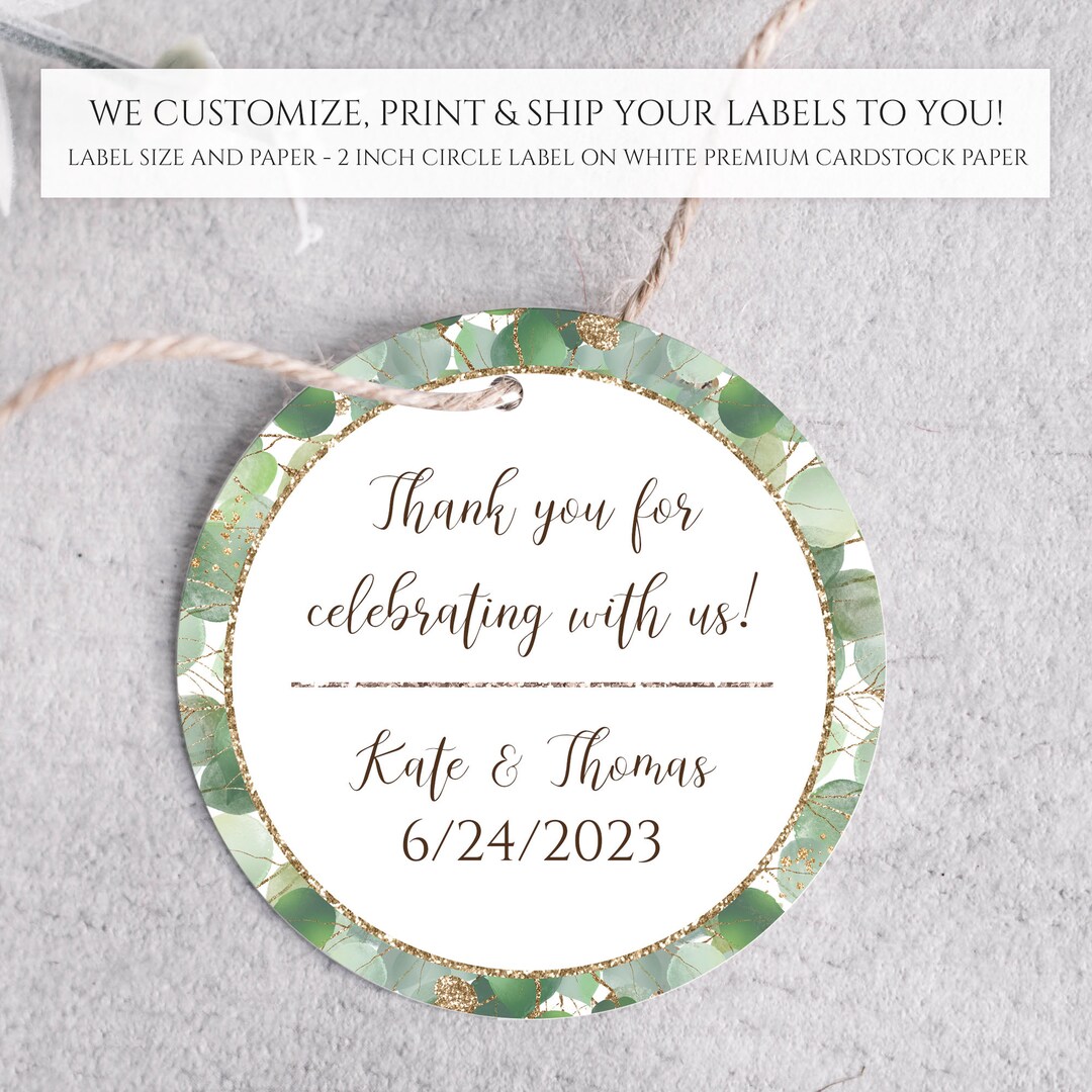 Personalized Party Tags, Greenery Wedding, Custom Cardstock Party ...
