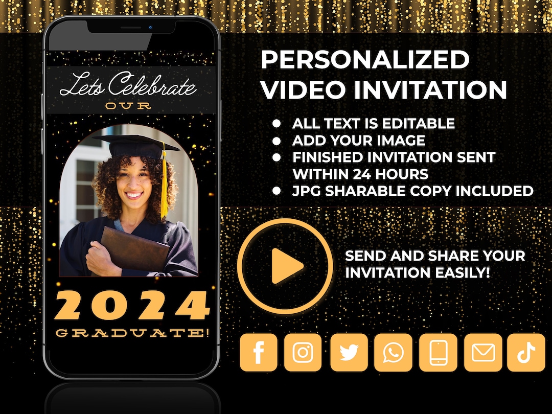 2025 Graduation Video Invitation, Personalized Graduation Invitation ...