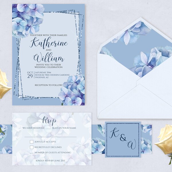 Hydrangea Wedding Invitation - Etsy